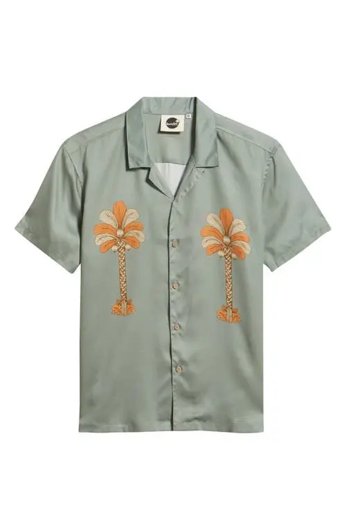 BOARDIES Oasis Palms Print Camp Shirt - Olive