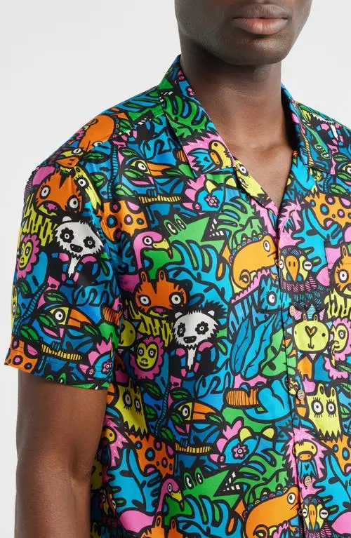 BOARDIES Munday Jungle Print Camp Shirt - Multi