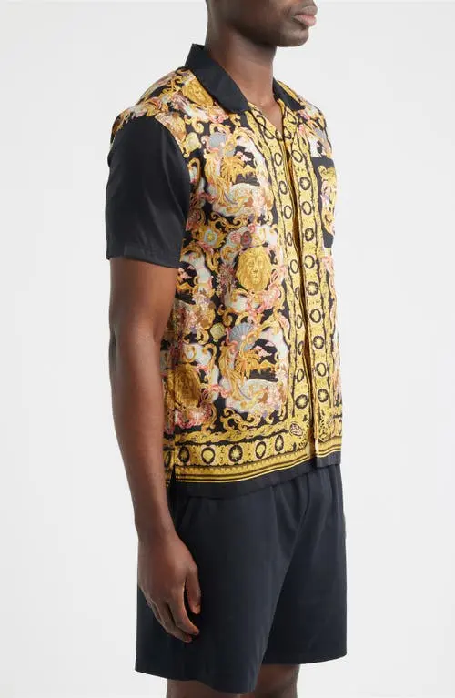 BOARDIES Baroque Print Camp Shirt - Black