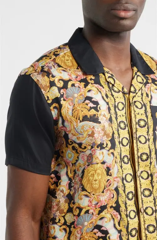 BOARDIES Baroque Print Camp Shirt - Black
