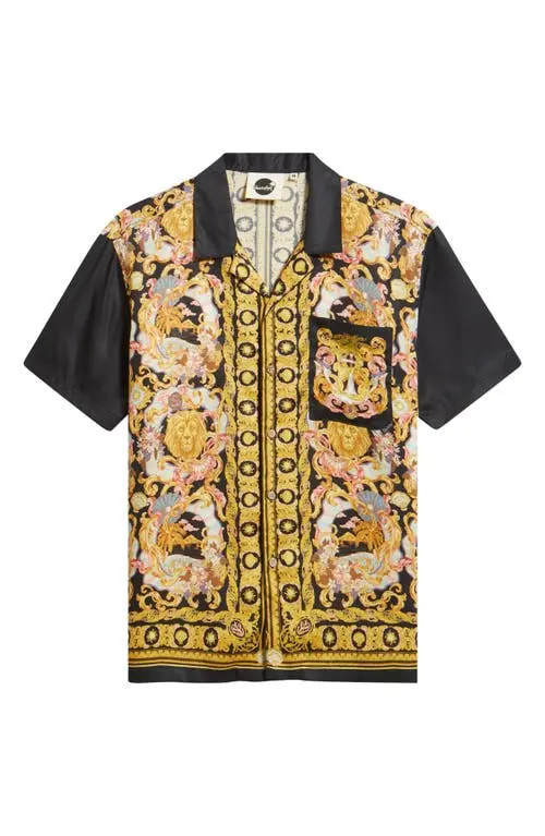 BOARDIES Baroque Print Camp Shirt - Black