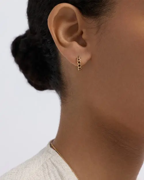 Astley Clarke Deco Red Garnet Huggie Earrings