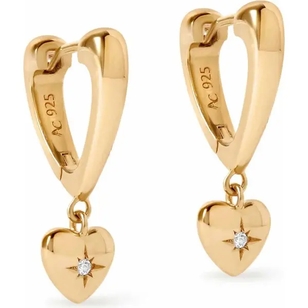 Astley Clarke Biography Heart Hoop Drop Earrings - Gold