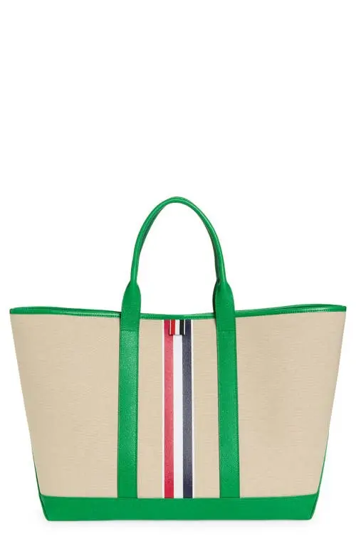 Thom Browne Canvas And Leather Tool Tote - Green