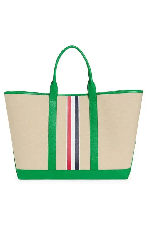 Thom Browne Canvas And Leather Tool Tote - Green