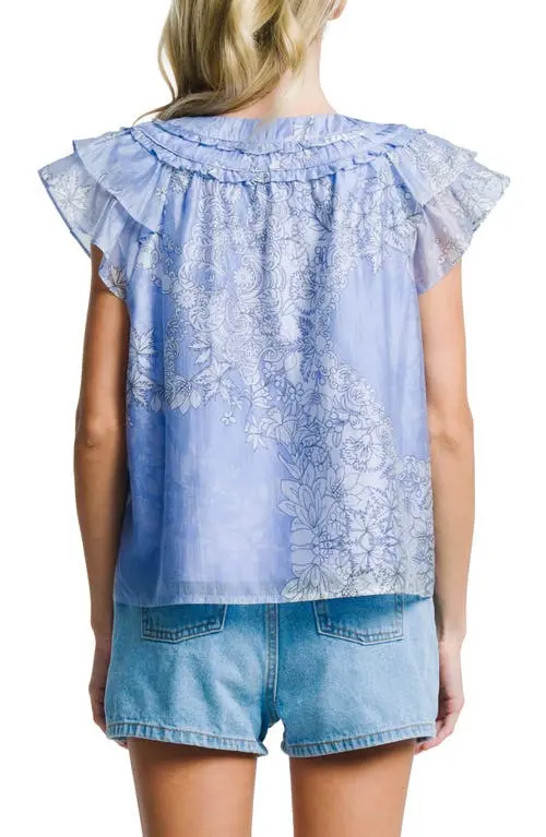 CIEBON Floral Print Cap Sleeve Top