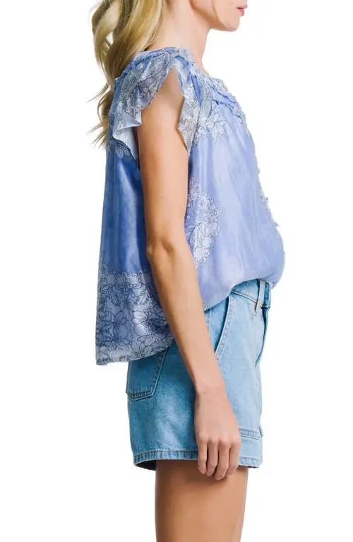 CIEBON Floral Print Cap Sleeve Top