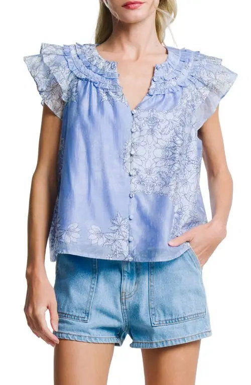 CIEBON Floral Print Cap Sleeve Top