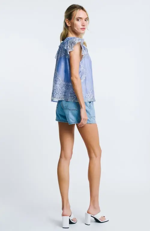 CIEBON Floral Print Cap Sleeve Top