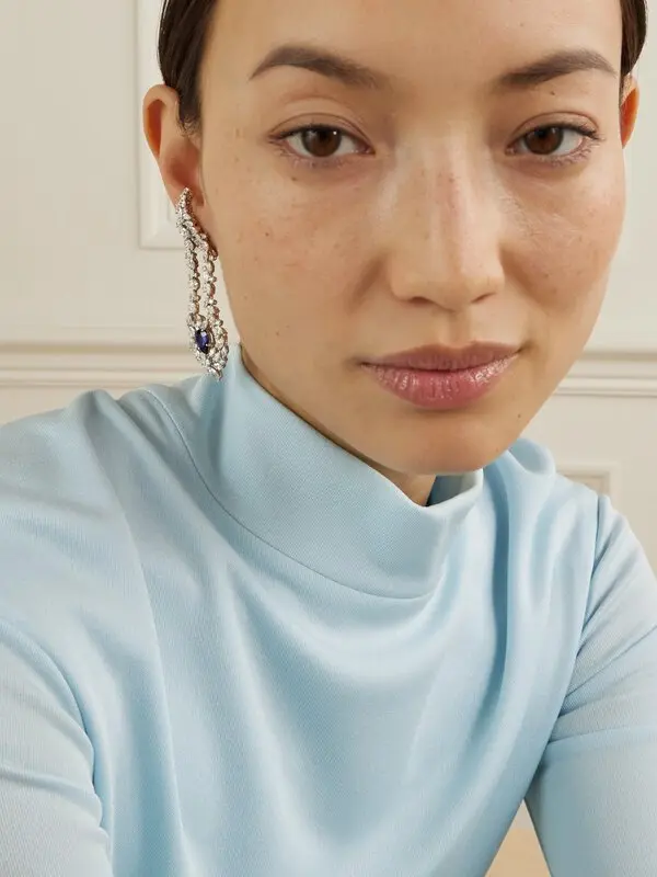 Yeprem 18-karat White Gold Sapphire And Diamond Drop Earrings