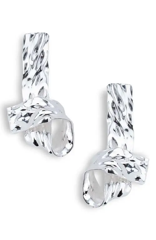 NAVEDA Jiya Knot Statement Earrings - Silver