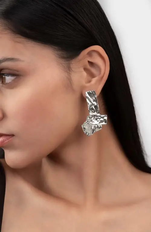 NAVEDA Jiya Knot Statement Earrings - Silver