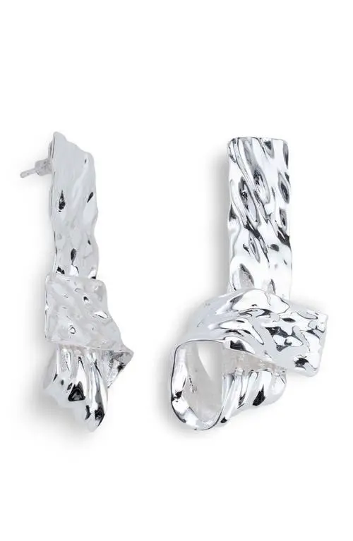 NAVEDA Jiya Knot Statement Earrings - Silver
