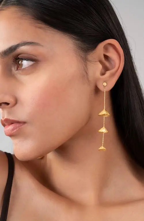 NAVEDA Rani Hammered Linear Drop Earrings - Gold