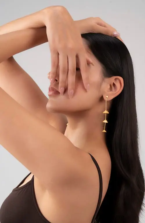 NAVEDA Rani Hammered Linear Drop Earrings - Gold