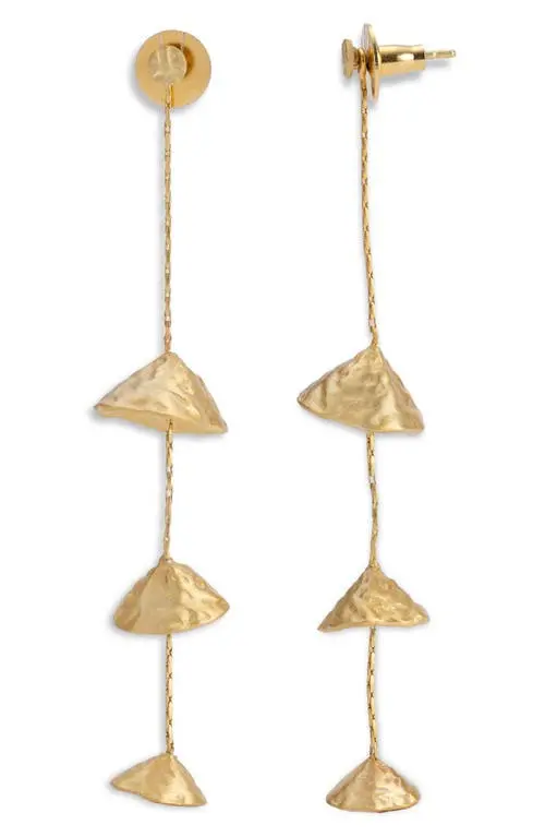 NAVEDA Rani Hammered Linear Drop Earrings - Gold