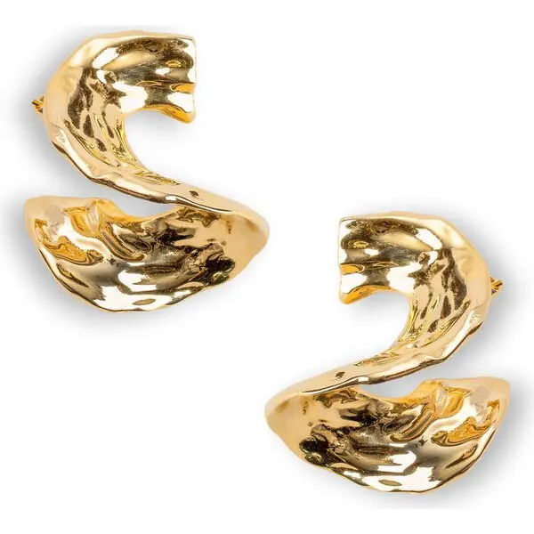 NAVEDA Mira Hammered Drop Earrings - Gold