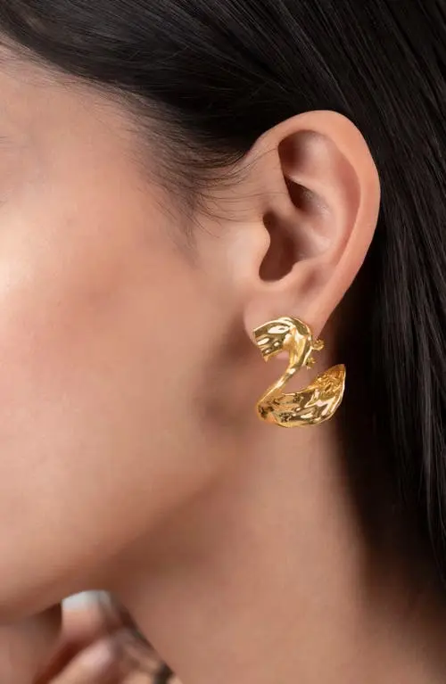NAVEDA Mira Hammered Drop Earrings - Gold