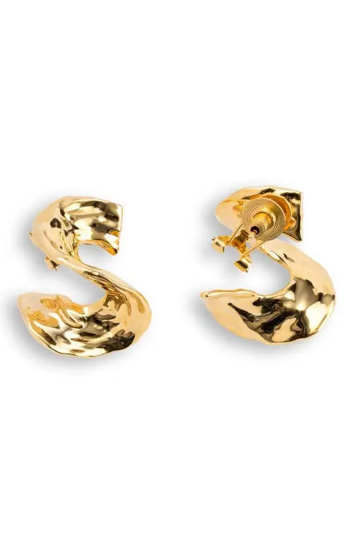 NAVEDA Mira Hammered Drop Earrings - Gold