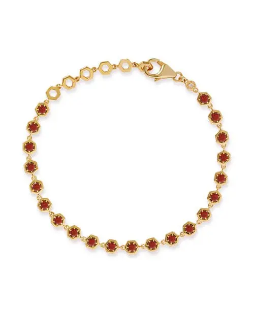Astley Clarke Deco Red Garnet & Red Sapphire Tennis Bracelet - Gold
