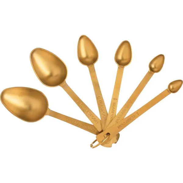 STORIED HOME Stainless Steel Measuring Spoons - Gold