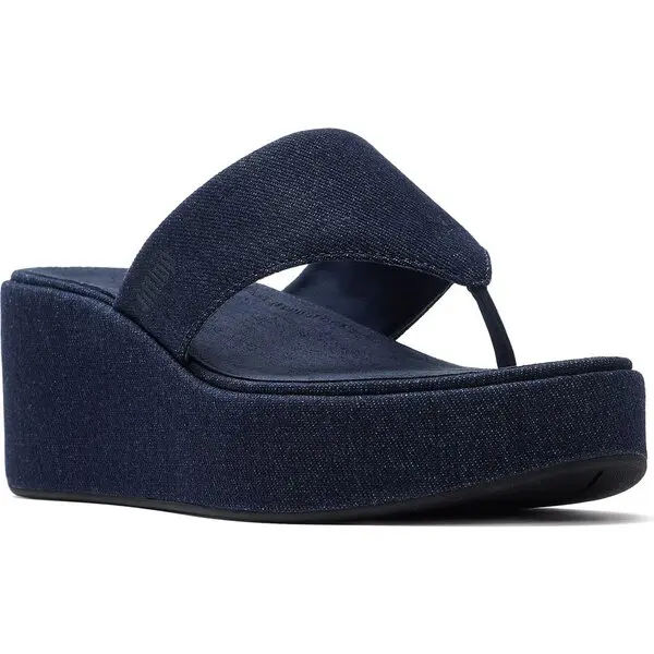 Fitflop Platfform Denim Wedge Toe-post Sandals