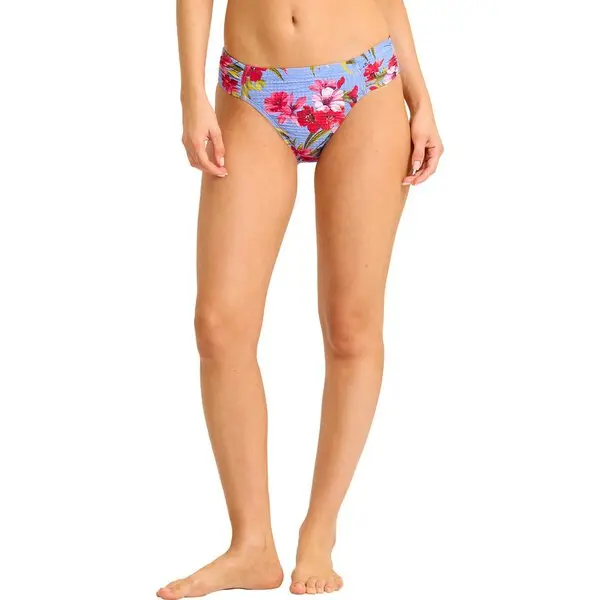 Tommy Bahama Chambray Beach Shirred Hipster Bikini Bottom - Blue Monday