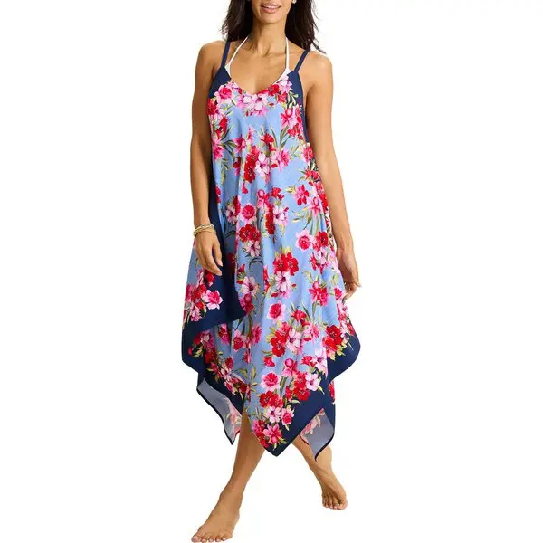Tommy Bahama Chambray Beach Scarf Cover-up Dress - Mare Navy