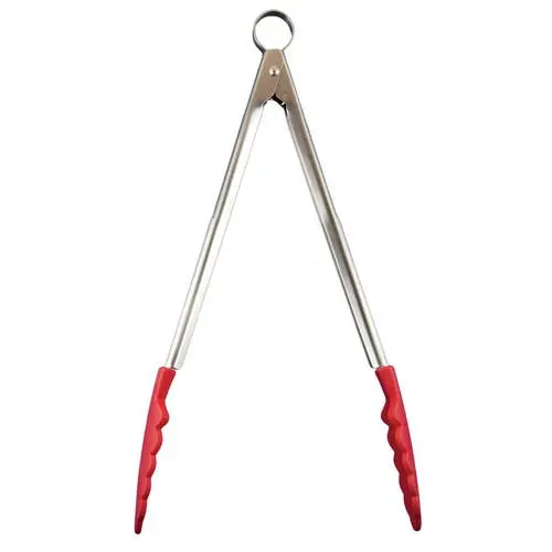 CUISIPRO 12 Inch Silicone Locking Tongs - Red