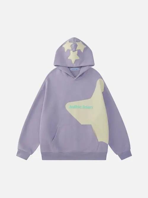 AELFRIC EDEN Star Graphic Color Block Hoodie - Purple