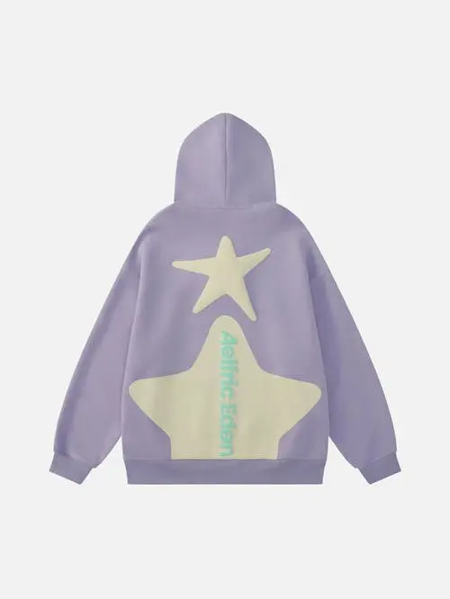 AELFRIC EDEN Star Graphic Color Block Hoodie - Purple
