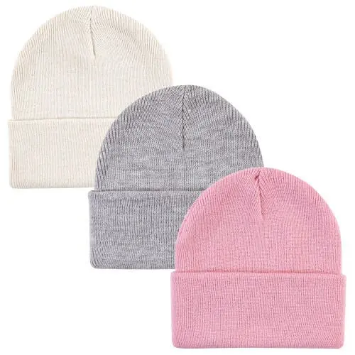 HUDSON BABY Rib-knit Cuffed Beanies - Orchid Pink
