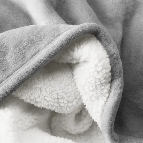 BARE HOME Reversible Plush Fleece Throw Blanket - Light Grey