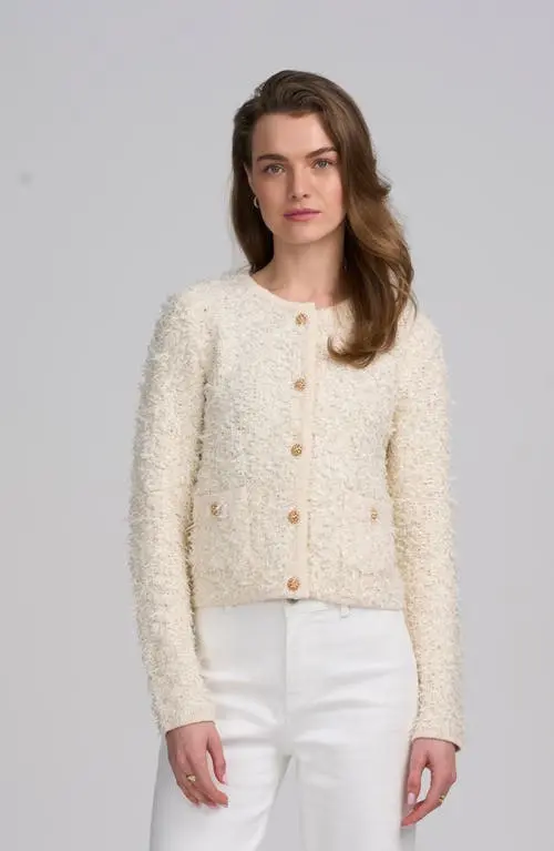 ELLE COLLECTION Boucle Knit Cardigan - Ivory