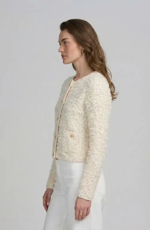 ELLE COLLECTION Boucle Knit Cardigan - Ivory