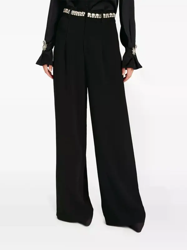 Cinq À Sept Rhinestone Embellished Wide Leg Trousers