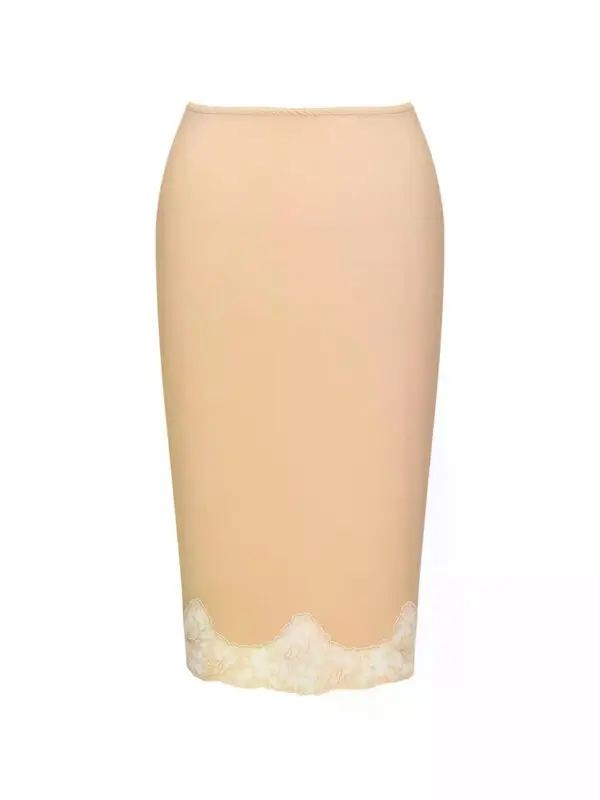 Saint Laurent Lace-trim Midi Skirt - Neutrals