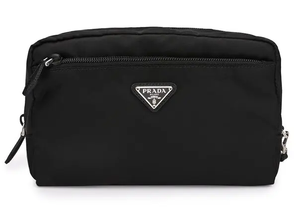 Prada Logo Plaque Clutch Bag - Black