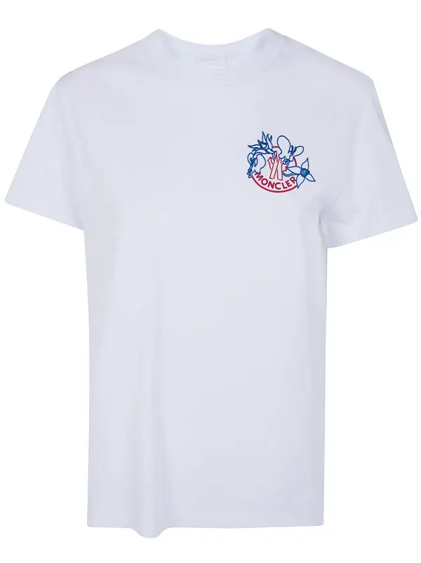 Moncler Short Sleeves Heavy Combed Cotton Jersey T-shirt - White
