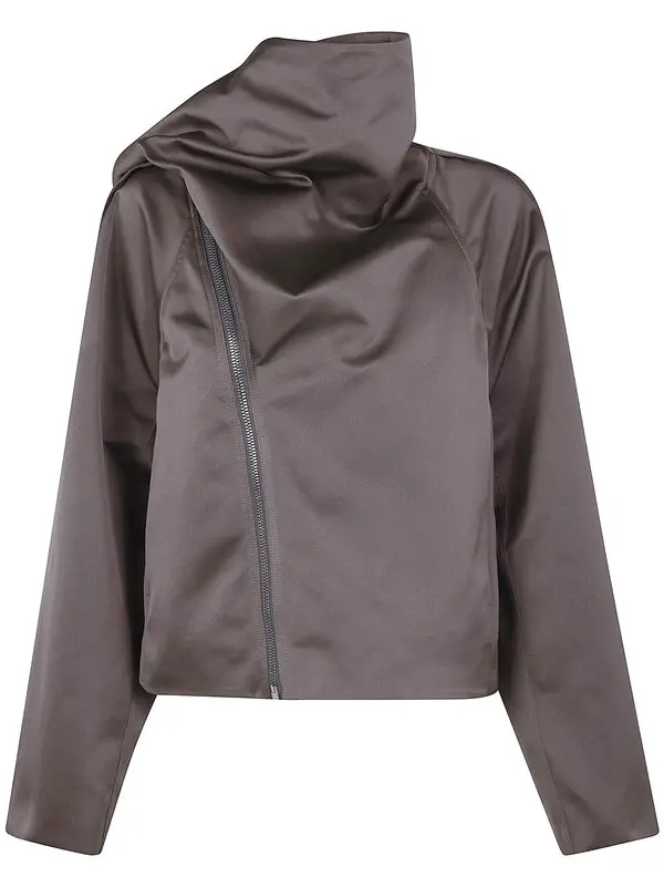 Rick Owens Cropped Scarf Flight Jacket - Gray