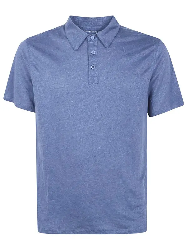 Majestic International Linen Short Sleeves Polo Shirt - Blue
