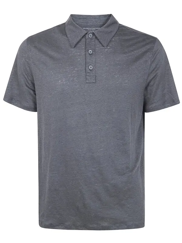 Majestic International Linen Short Sleeves Polo Shirt - Gray
