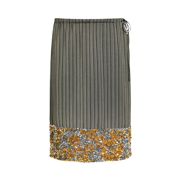 Dries Van Noten Striped Embellished Skirt - Grey