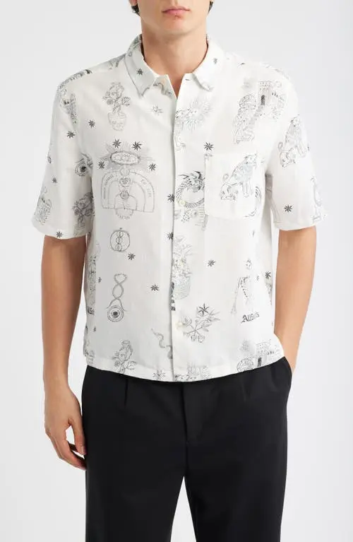 ALLSAINTS Terra Print Short Sleeve Button-up Shirt - Ecru