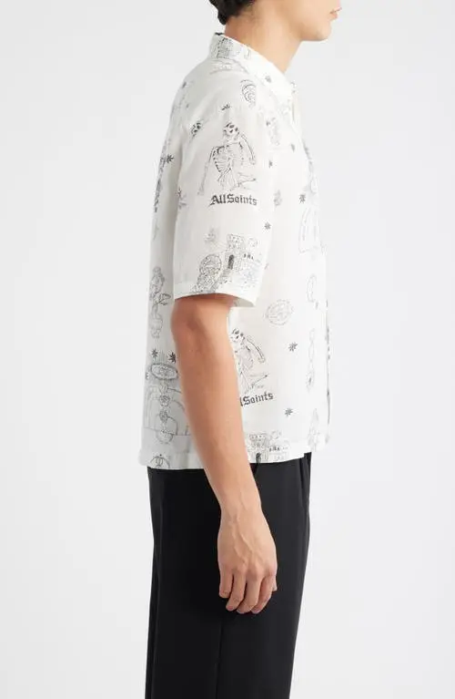 ALLSAINTS Terra Print Short Sleeve Button-up Shirt - Ecru