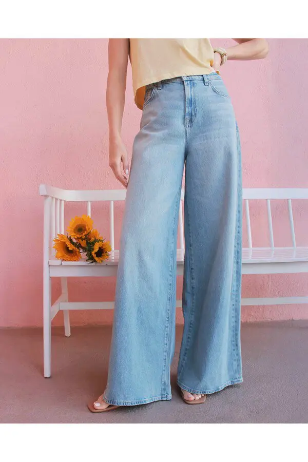 Splendid Ravyn Cuffed Wide Leg Jean - Blue