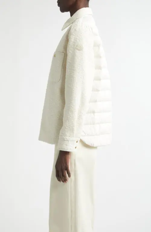 Moncler Cotton Blend Bouclé Down Shirt Jacket