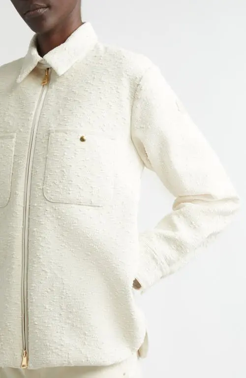 Moncler Cotton Blend Bouclé Down Shirt Jacket