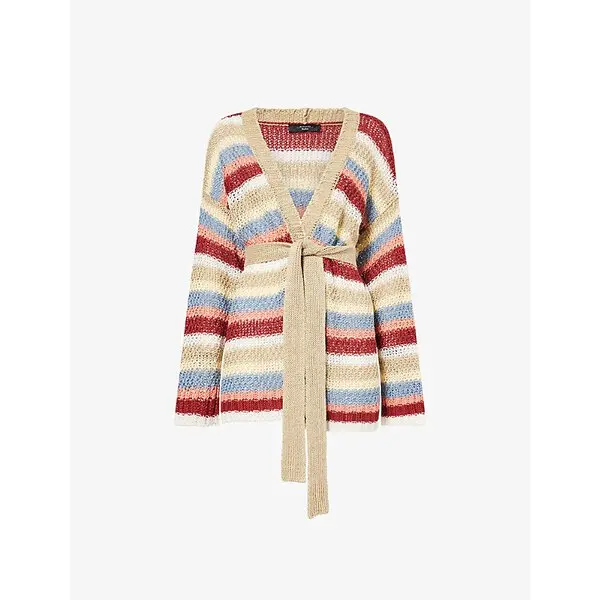 Max Mara Stripe Linen Knitted Cardigan - Cherry