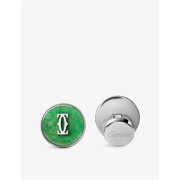 CARTIER Double C De Sterling- And Aventurine Cufflinks - Silver